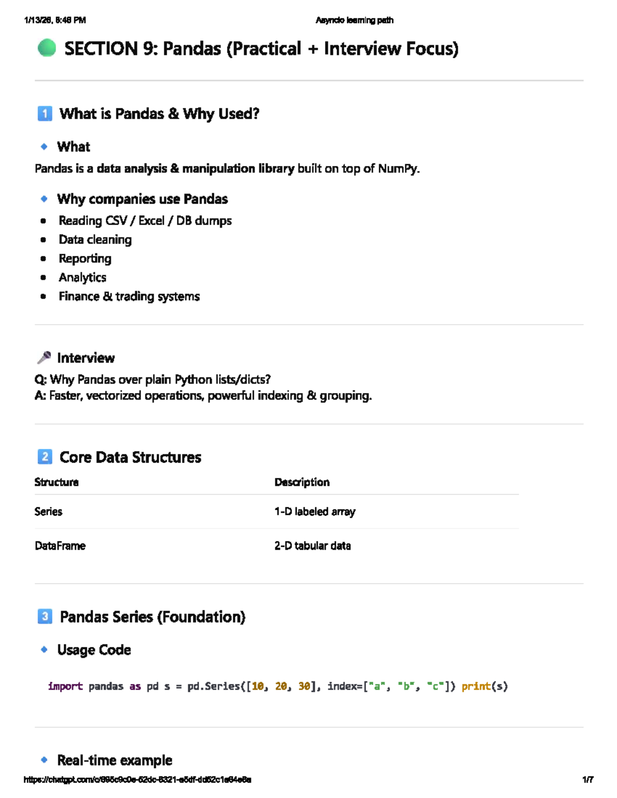 Pandas Practical Interview Guide for Python 9:46 PM Asyncio - Studocu