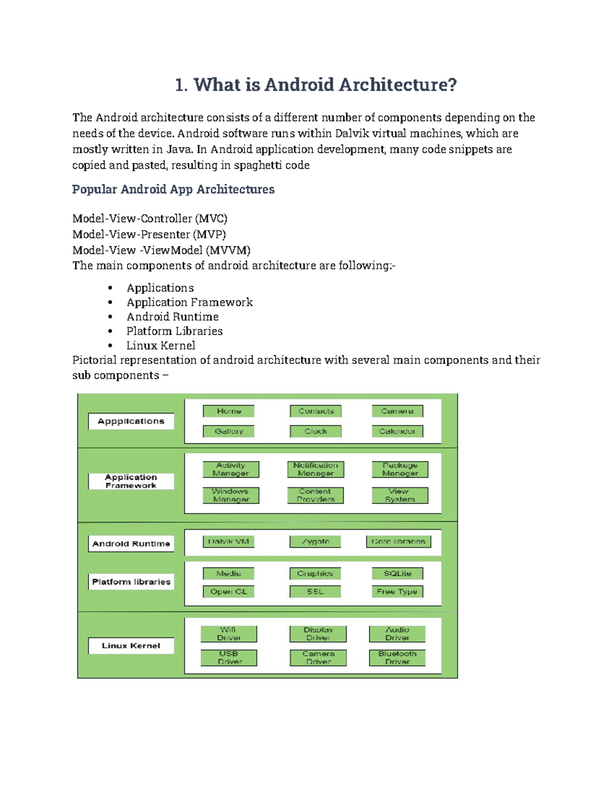 Android Development Overview and Architecture Concepts - Studocu