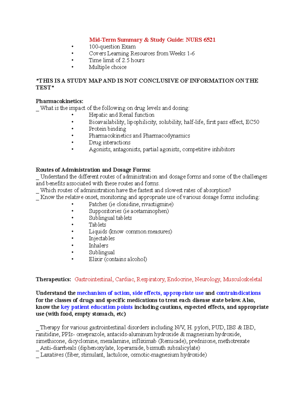 NURS 6521 Midterm Exam Study Guide & Summary for 2024 - Studocu