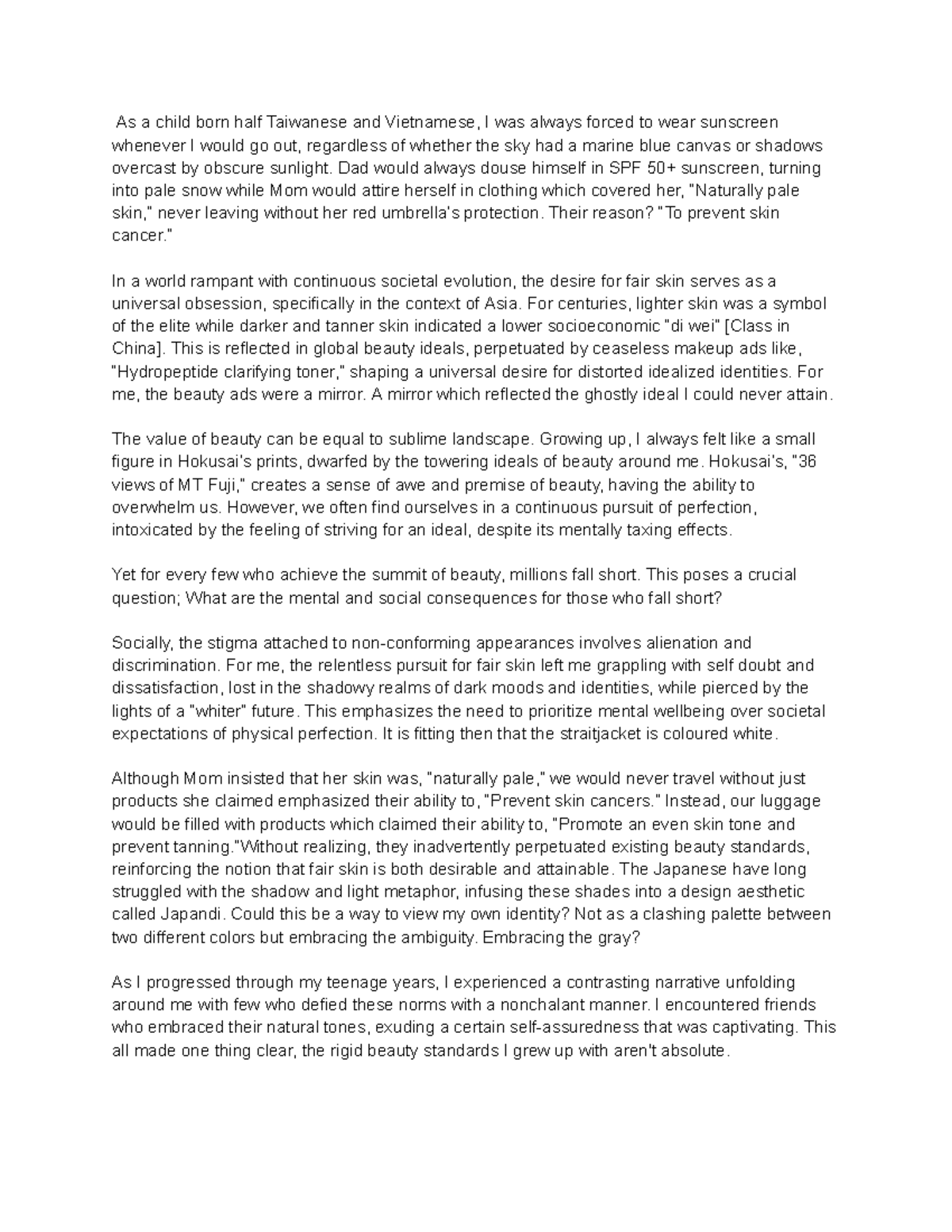 Persuasive Essay - Mod C: The Pursuit of Beauty and Identity - Studocu