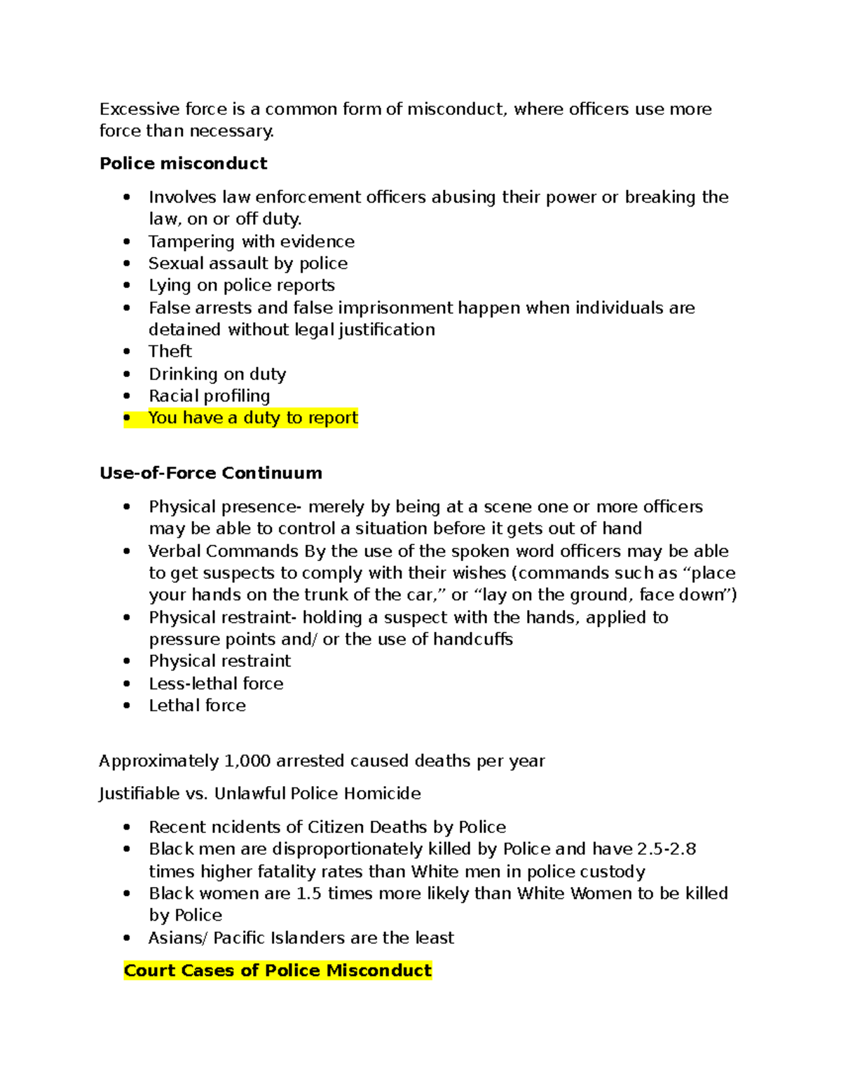 Understanding Police Misconduct & Use of Force Guidelines (CRJ 101 ...