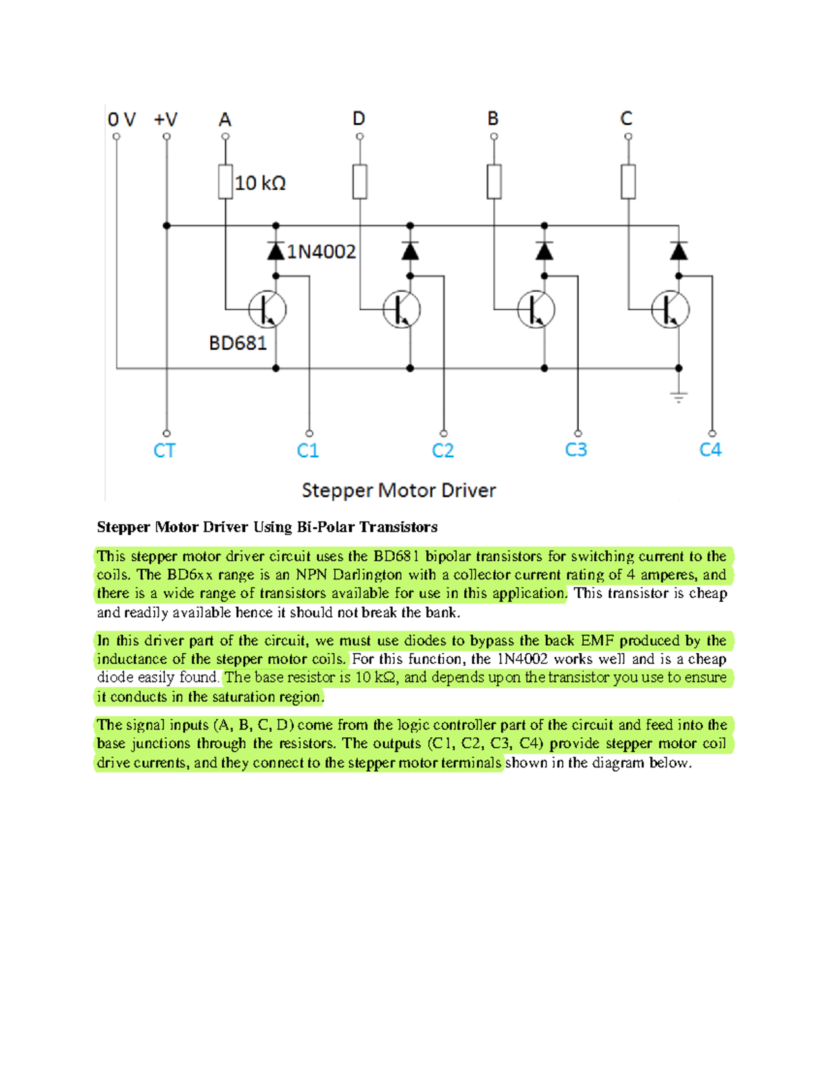 Stepper Motor Driver Circuit Design Using Transistors - 21B - Studocu