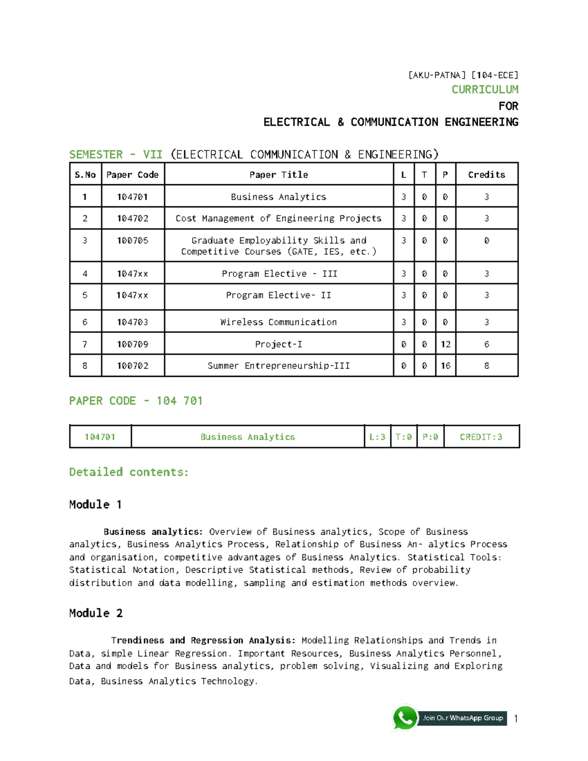 Curriculum for Electrical Communication Engineering Sem VII (ECE) - Studocu
