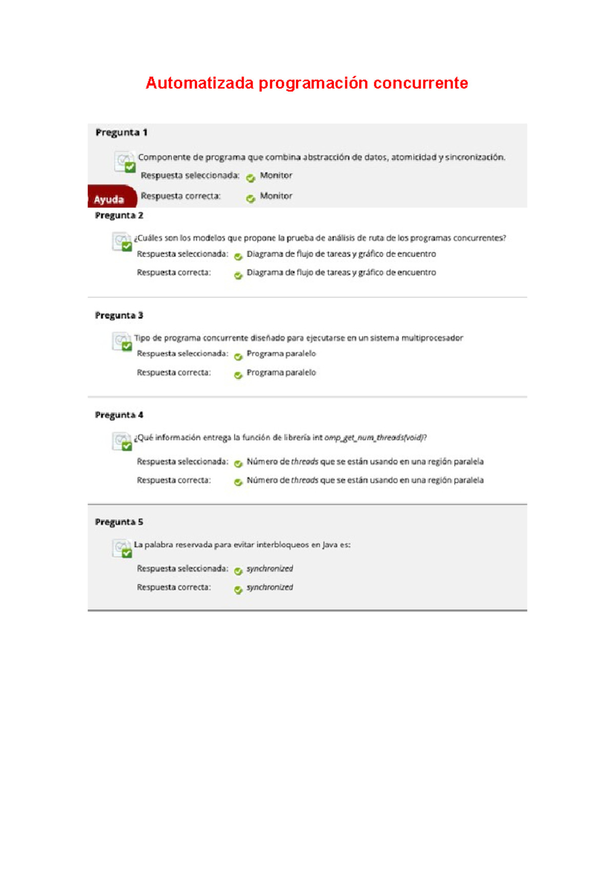 Notas de Examen sobre Programación Concurrente Automatizada - Studocu