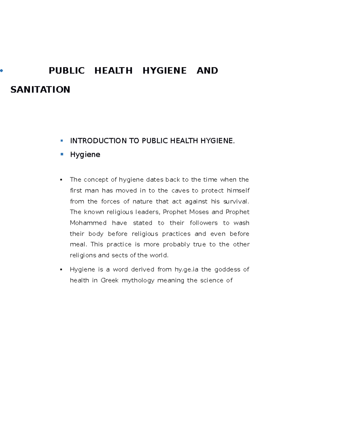 Hygiene and Sanitation: Comprehensive Study Notes for Public Health ...