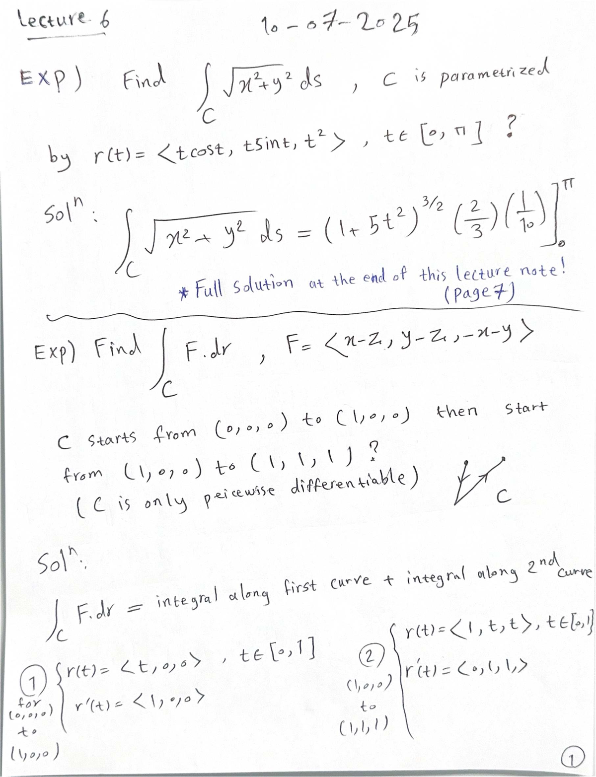Lecture 6: Line Integrals and Parametrization Techniques - Studocu