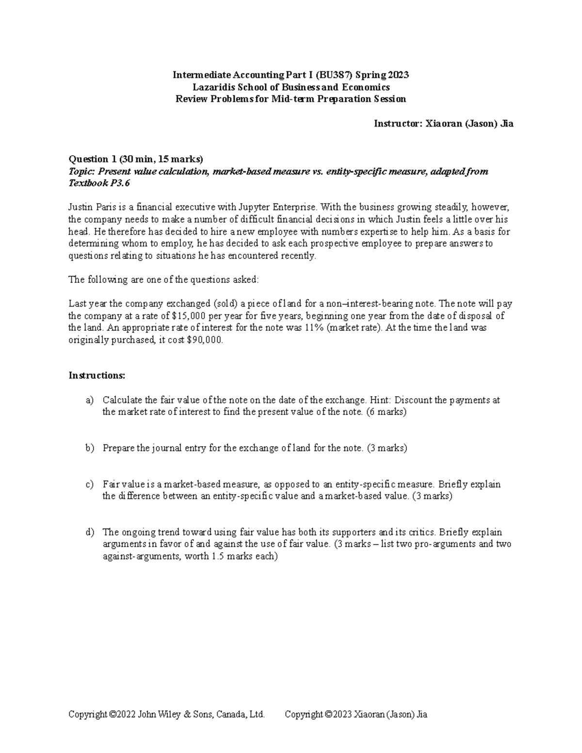 BU387 Midterm Review Problems: Key Concepts & Practice Questions - Studocu