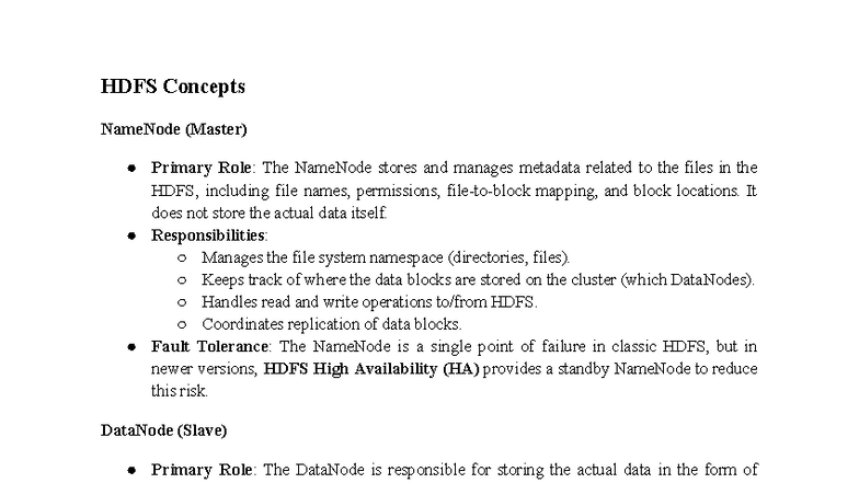 BDA 4: HDFS & MapReduce Concepts Overview and Key Roles - Studocu