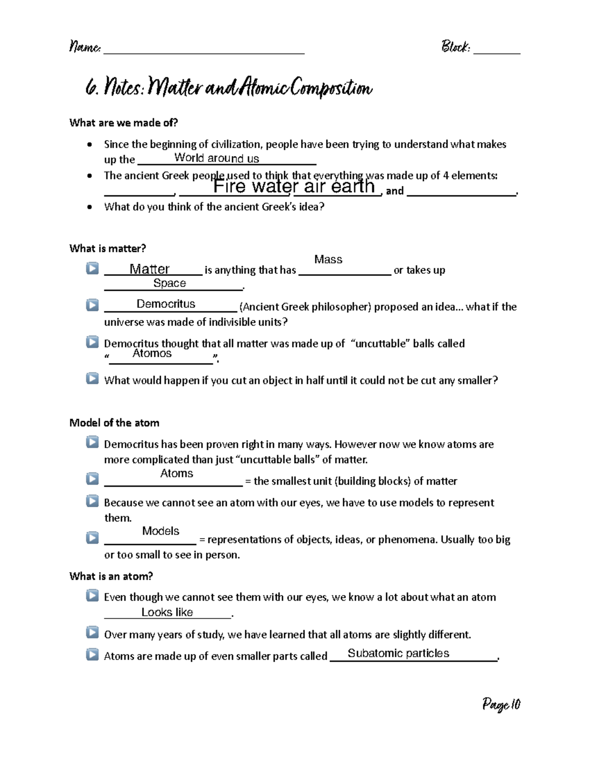 Guided Notes - 44444: Understanding Matter and Atoms - Studocu