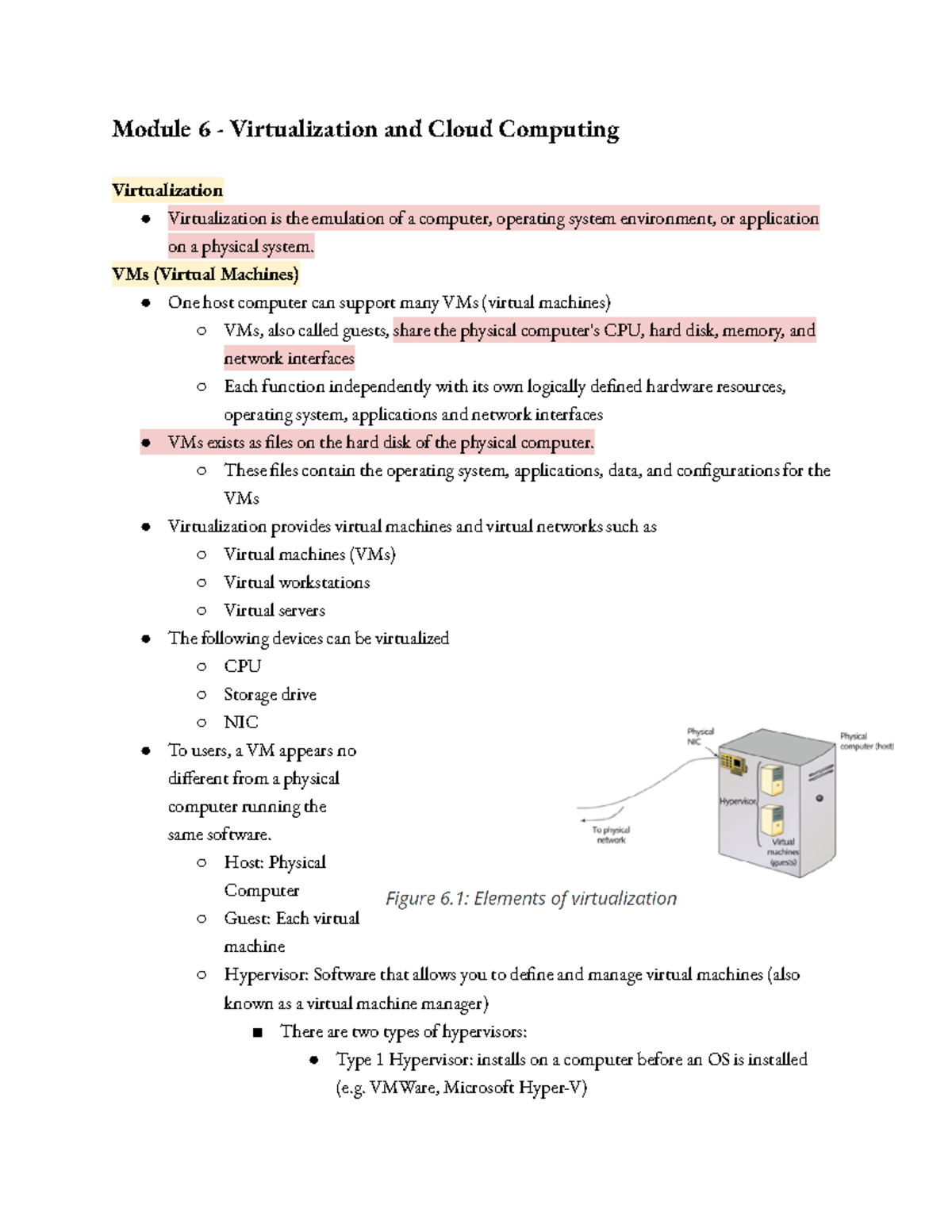 Module 6: Understanding Virtualization & Cloud Computing Concepts - Studocu