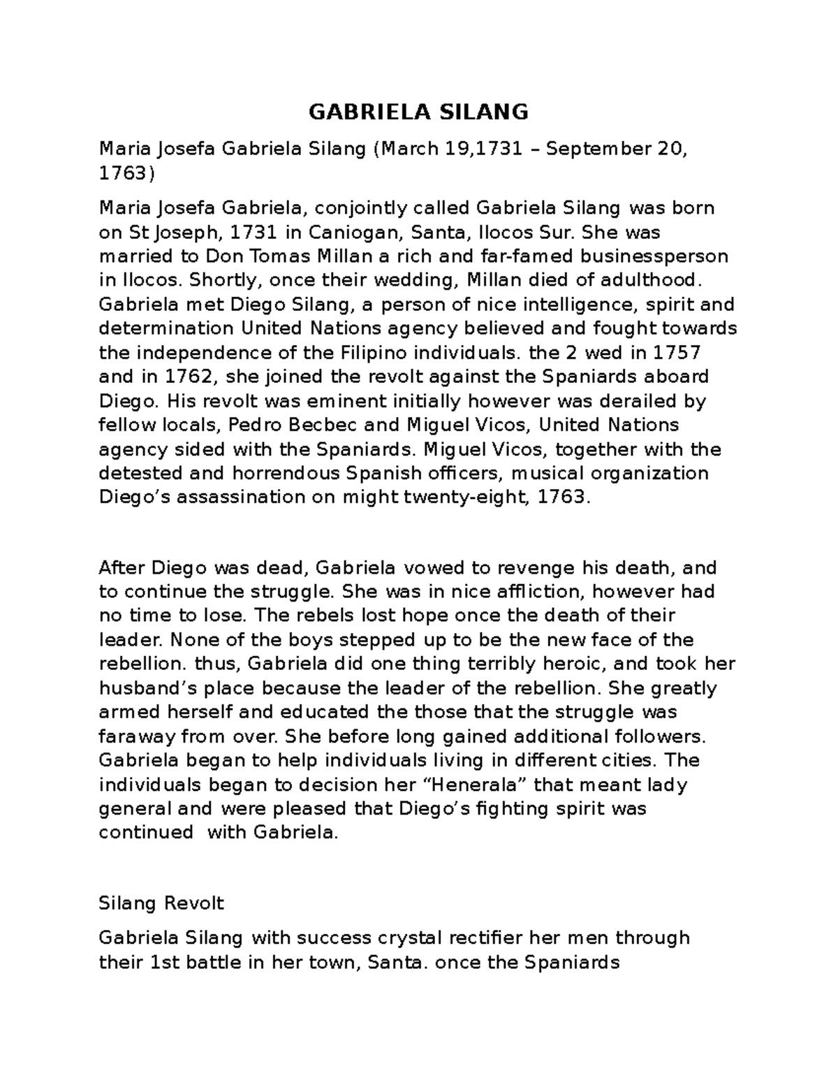 Gabriela Silang - history - GABRIELA SILANG Maria Josefa Gabriela ...