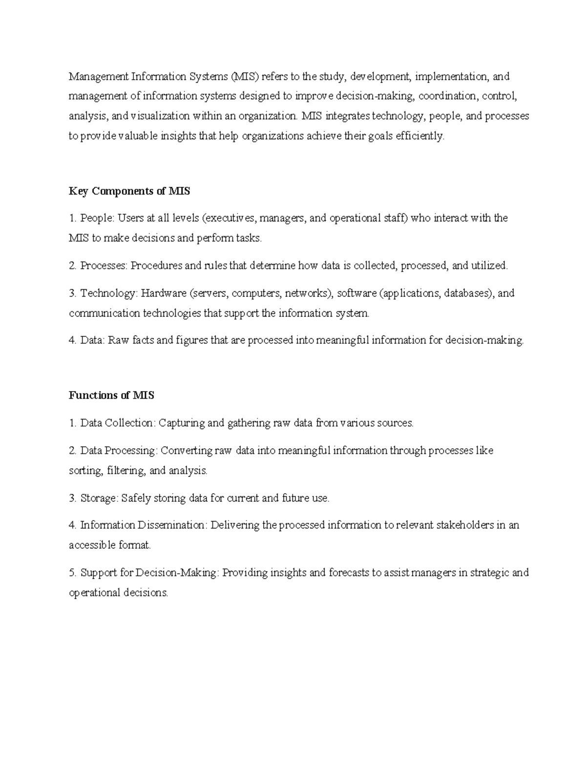 MIS Overview: Key Functions, Types, and Importance in Organizations ...