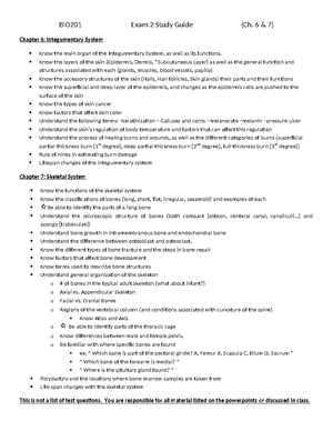 BIO 201 Study Guide FOR Skeletal System AND Joints - BIO 201 STUDY ...