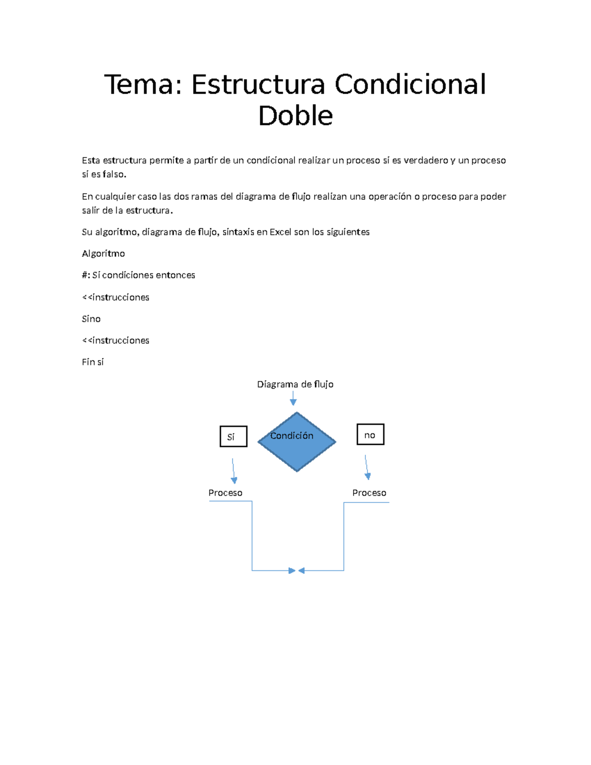 Repaso: Estructura Condicional Doble en Excel - Studocu