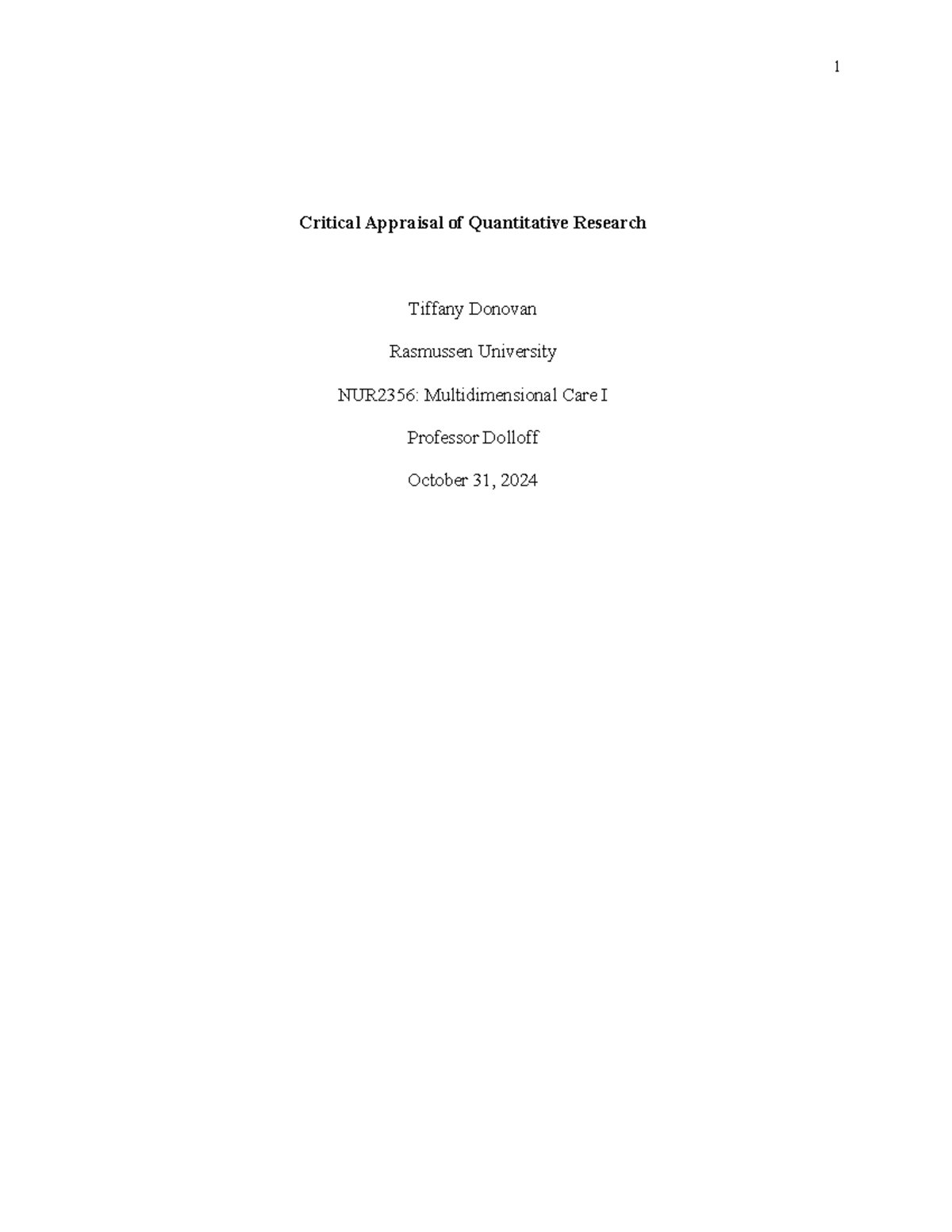 NUR2356 Module 6 Clinical Reasoning in class assignment - Critical ...