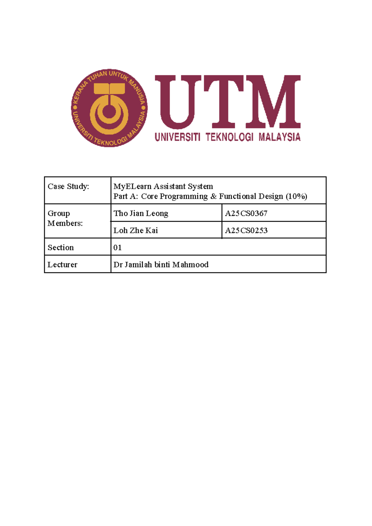 Case Study: MyELearn Assistant System (A25CS0367, A25CS0253) - Studocu