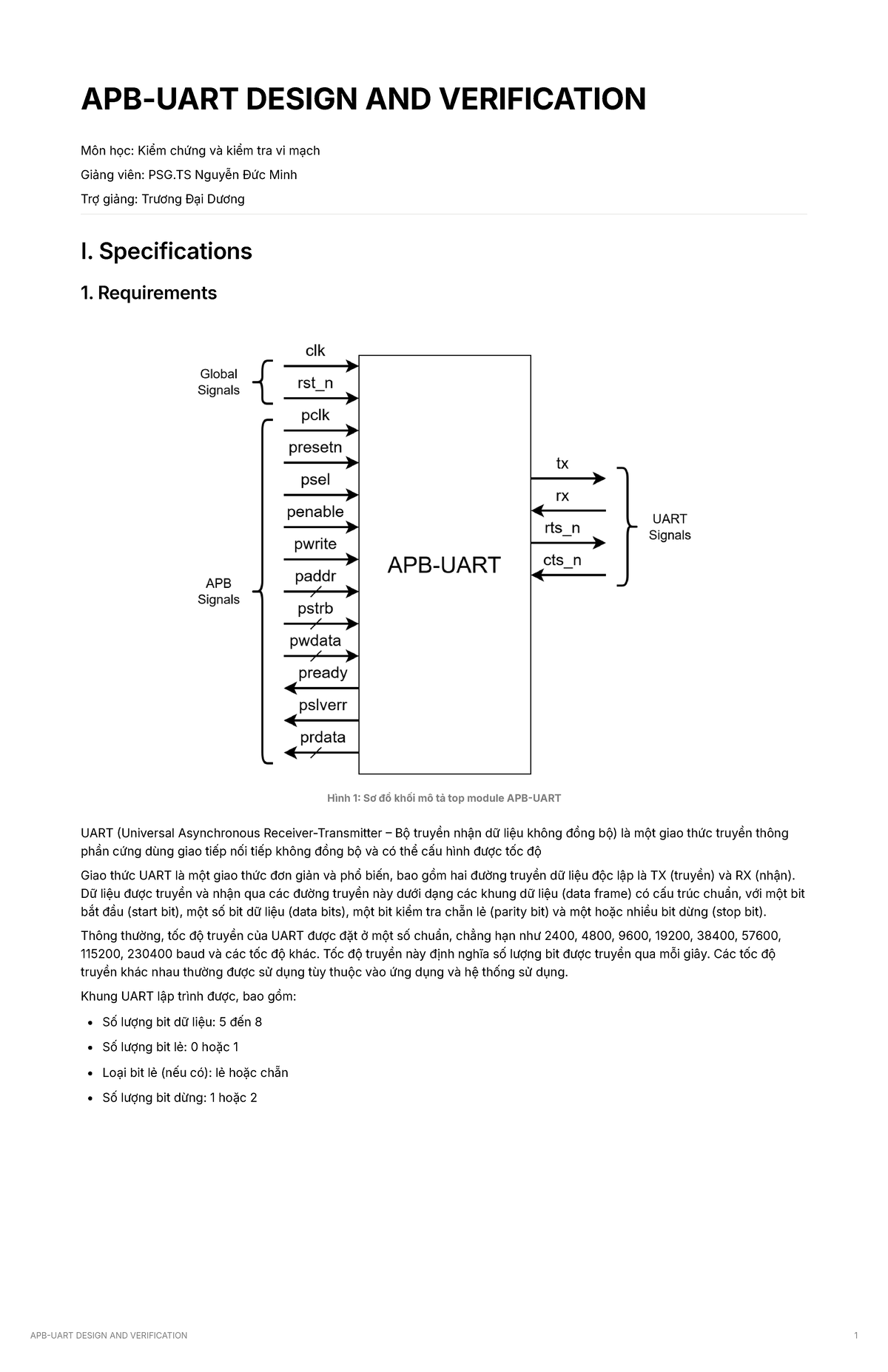 DESIGN AND VERIFICATION: APB-UART Specifications and Functionality ...