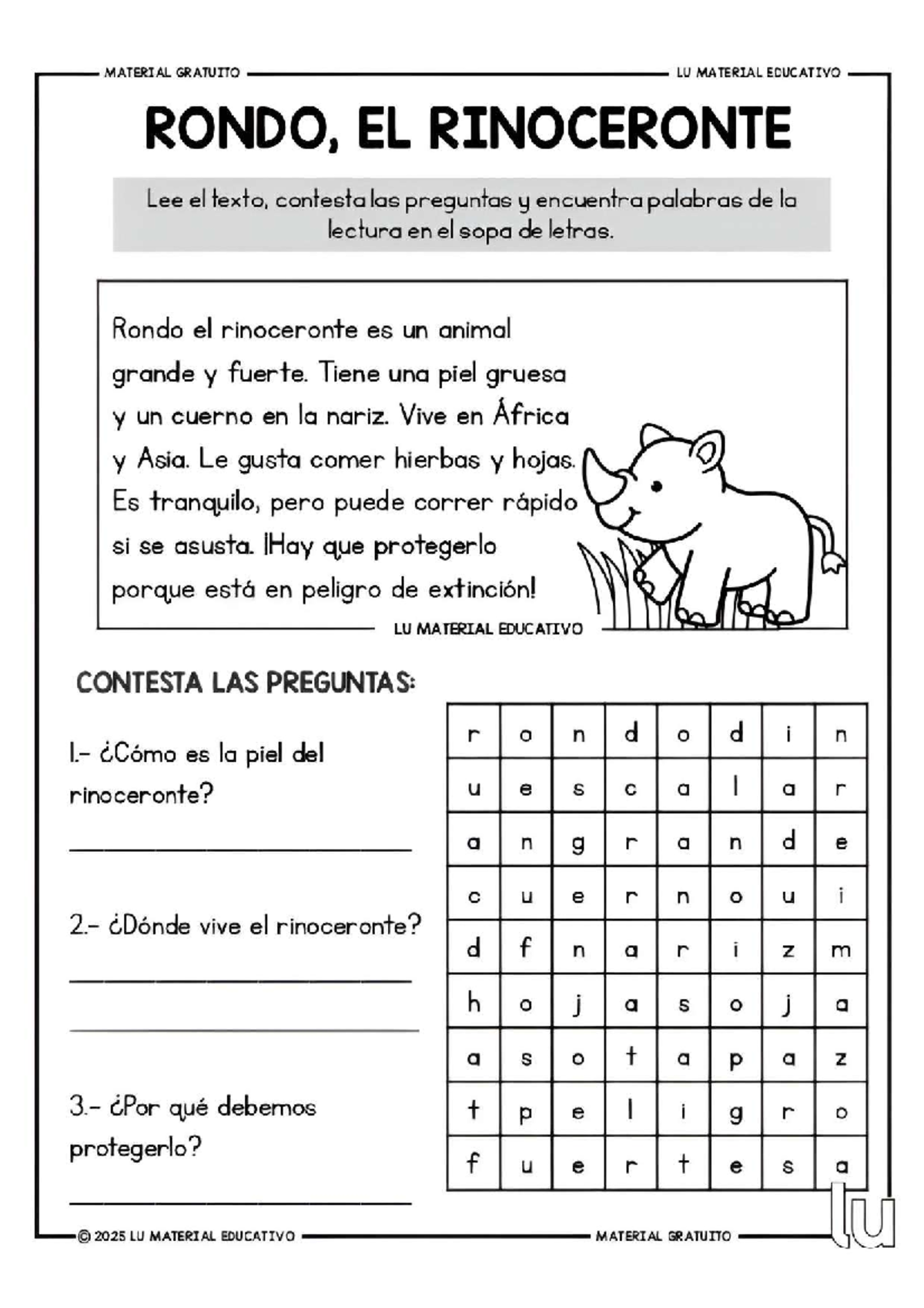 Lecturas y Sopa de Letras para Niños - Material Educativo 2025 - Studocu