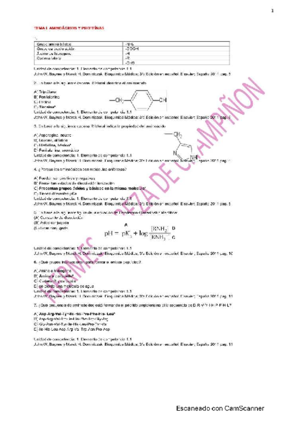 Cuestionario de Bioquímica: Aminoácidos, Proteínas y Metabolismo (BIO ...