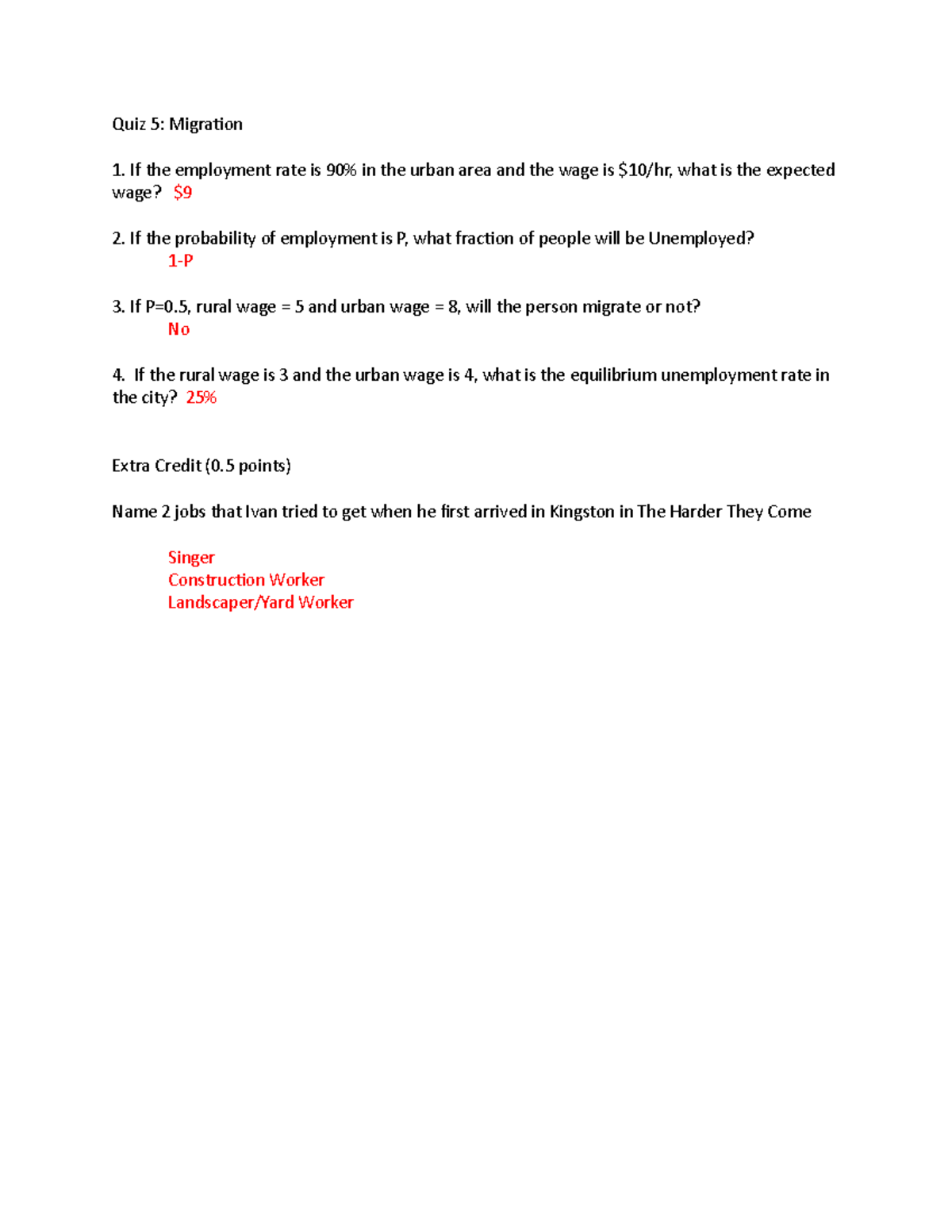 Quiz 5: Migration Analysis & Employment Probability Calculations - Studocu