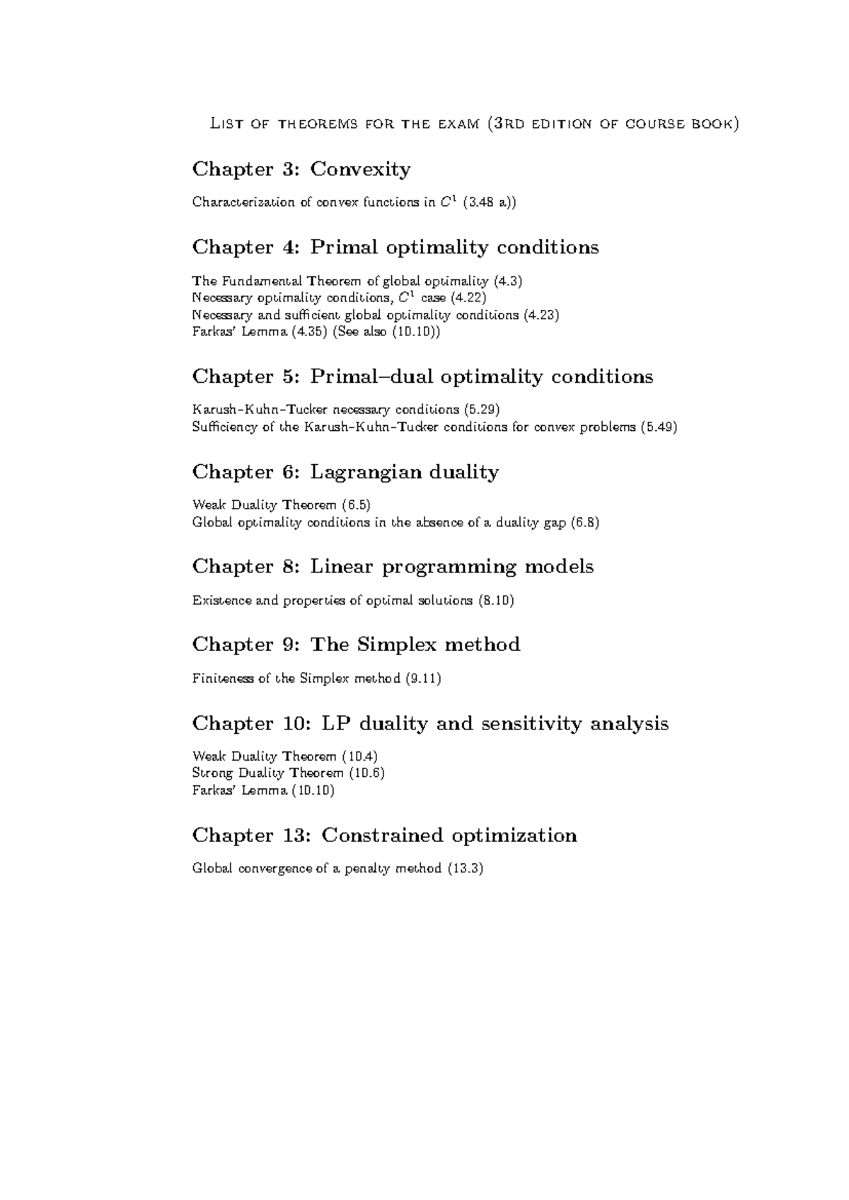 Theorems and Proofs for Exam - 3rd Edition (Convexity & Optimization ...