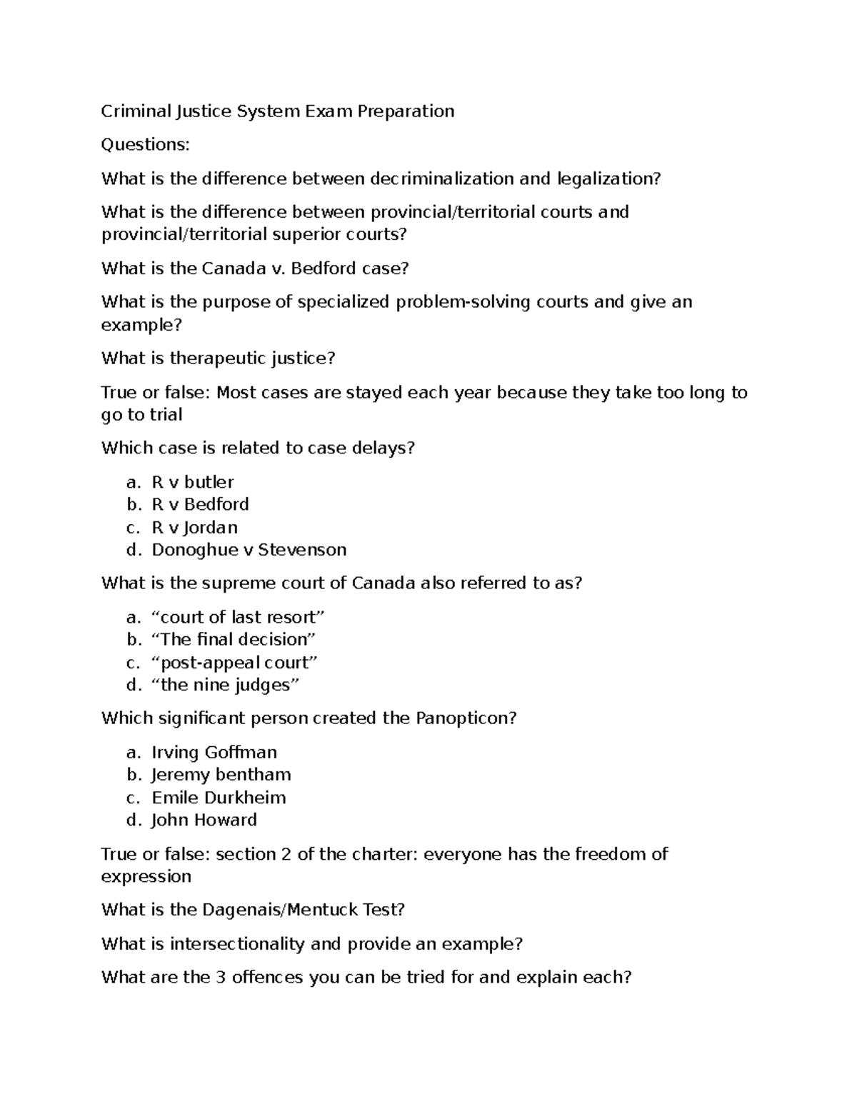 Criminal Justice System Exam Preparation - Criminal Justice System Exam ...
