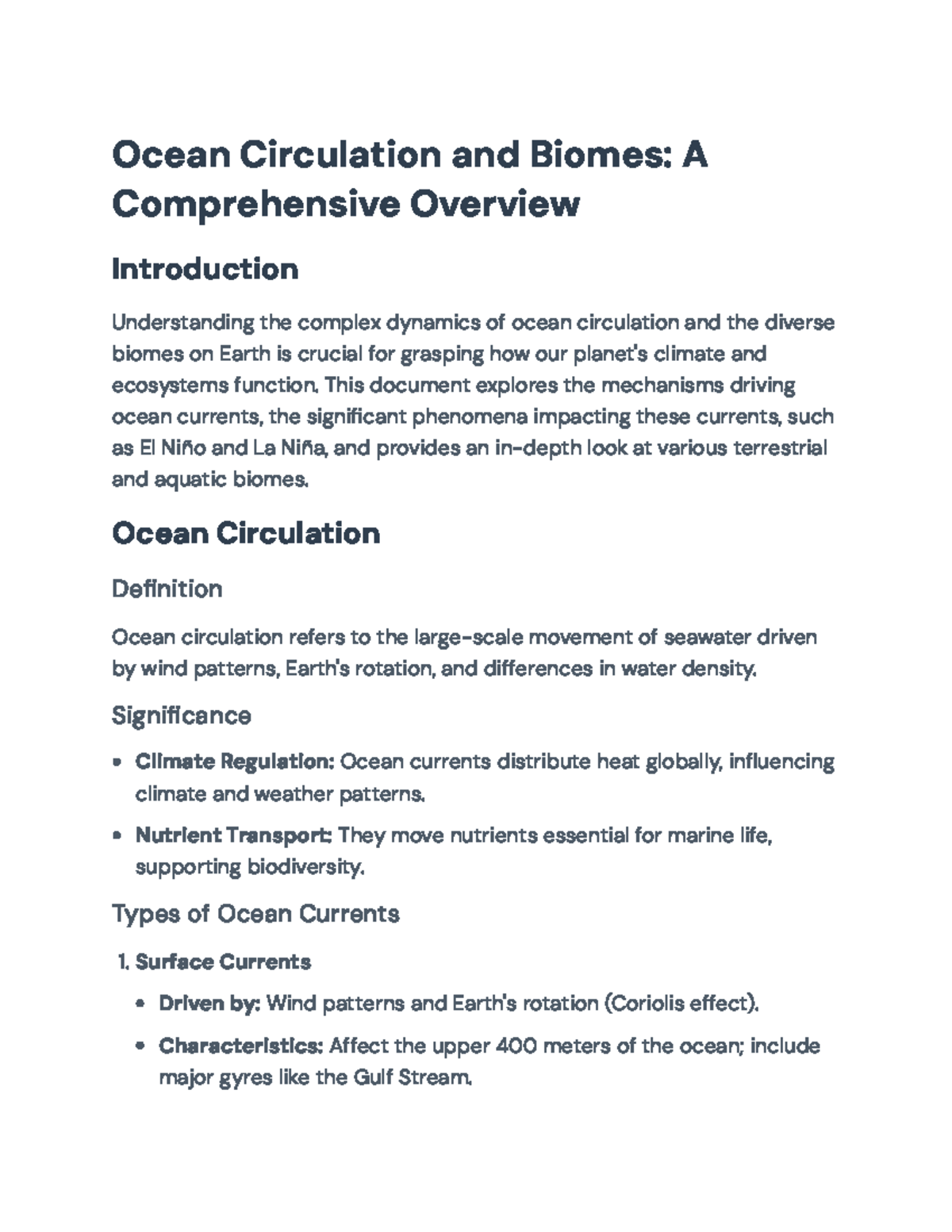 Ocean Circulation and Biomes: Comprehensive Overview in Climate Science ...