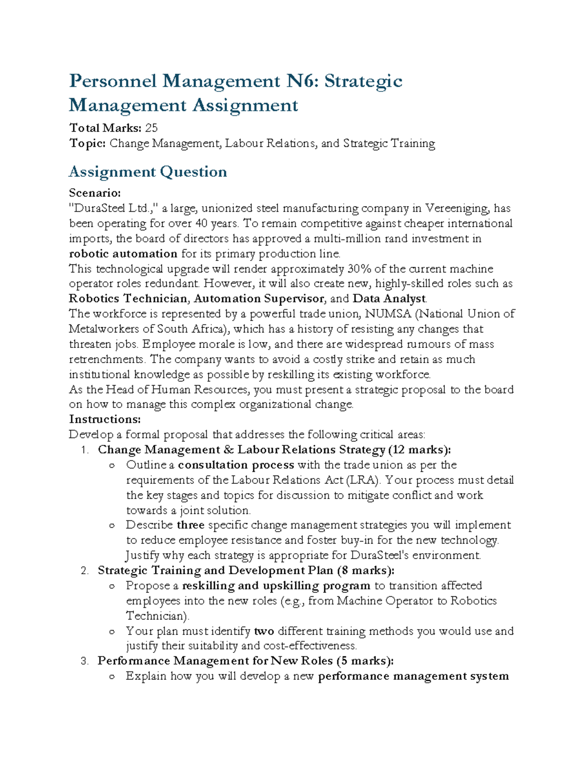 Personnel Management N6: Change Management & Strategic Training ...