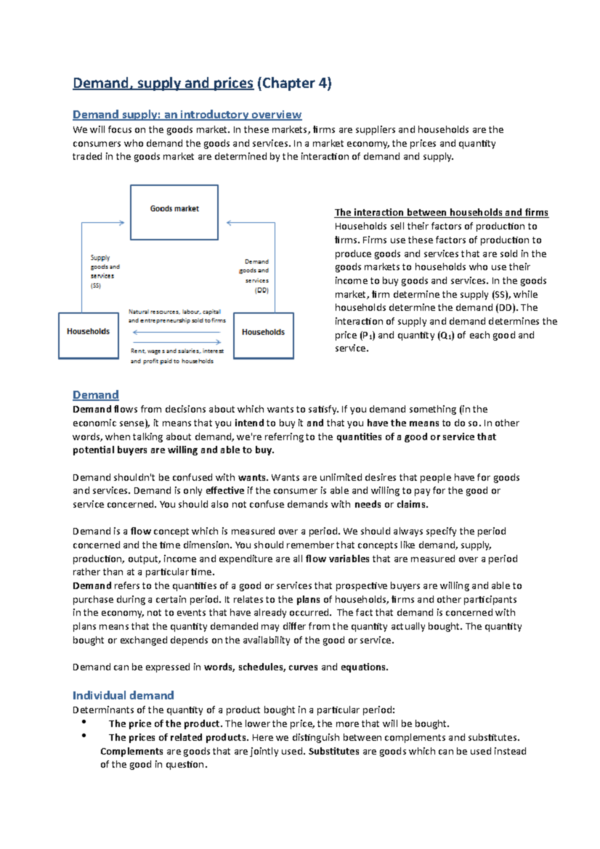 Demand (Chapter 4) - Demand, supply and prices (Chapter 4) Demand ...