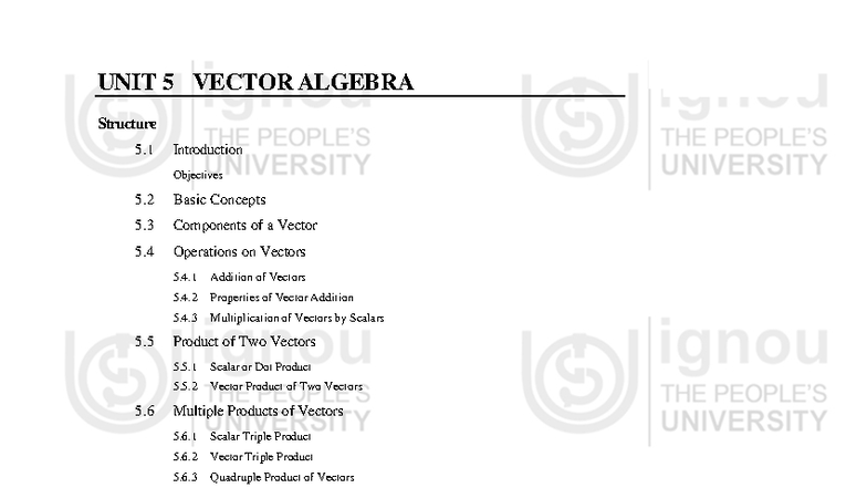 UNIT 5 VECTOR ALGEBRA: Comprehensive Guide to Vector Operations and ...