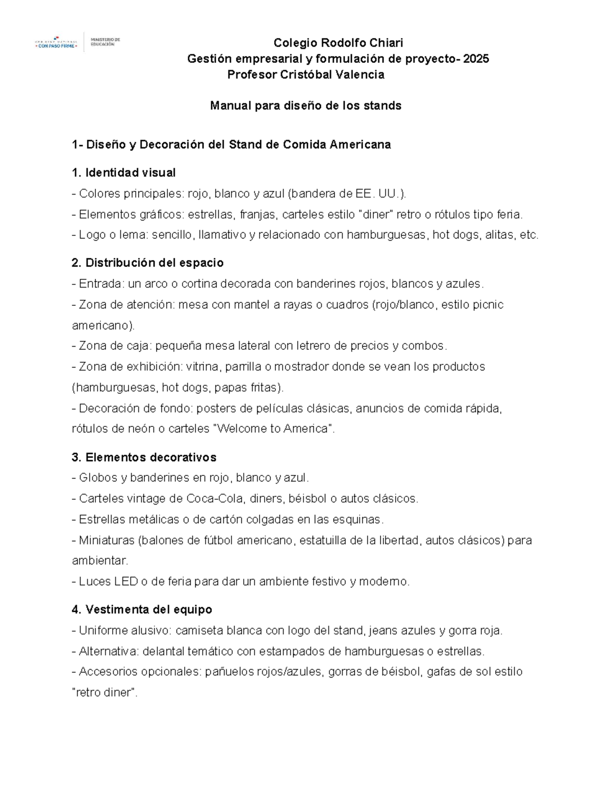 Manual para Diseño de Stands de Comida Internacional - Colegio Rodolfo ...
