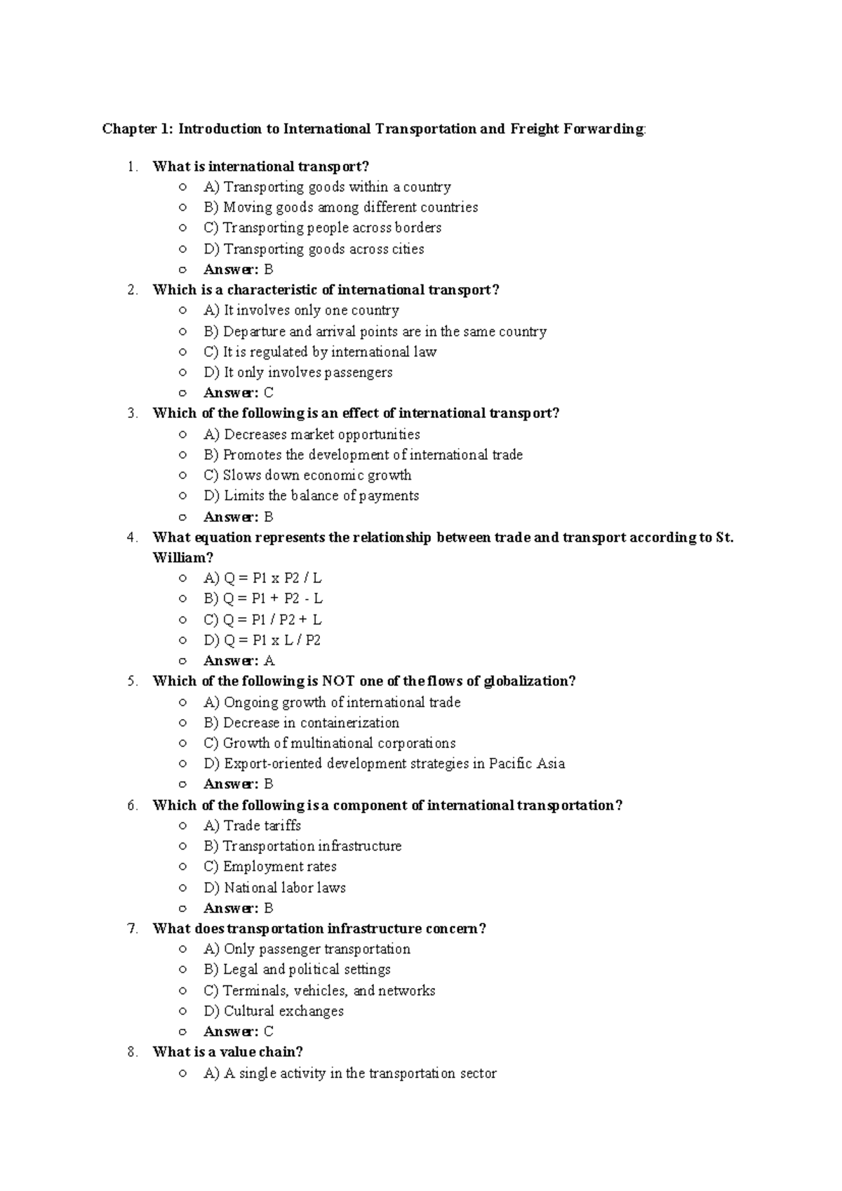 Chapter 1: Intro to Intl Transport & Freight Forwarding (Course Code ...