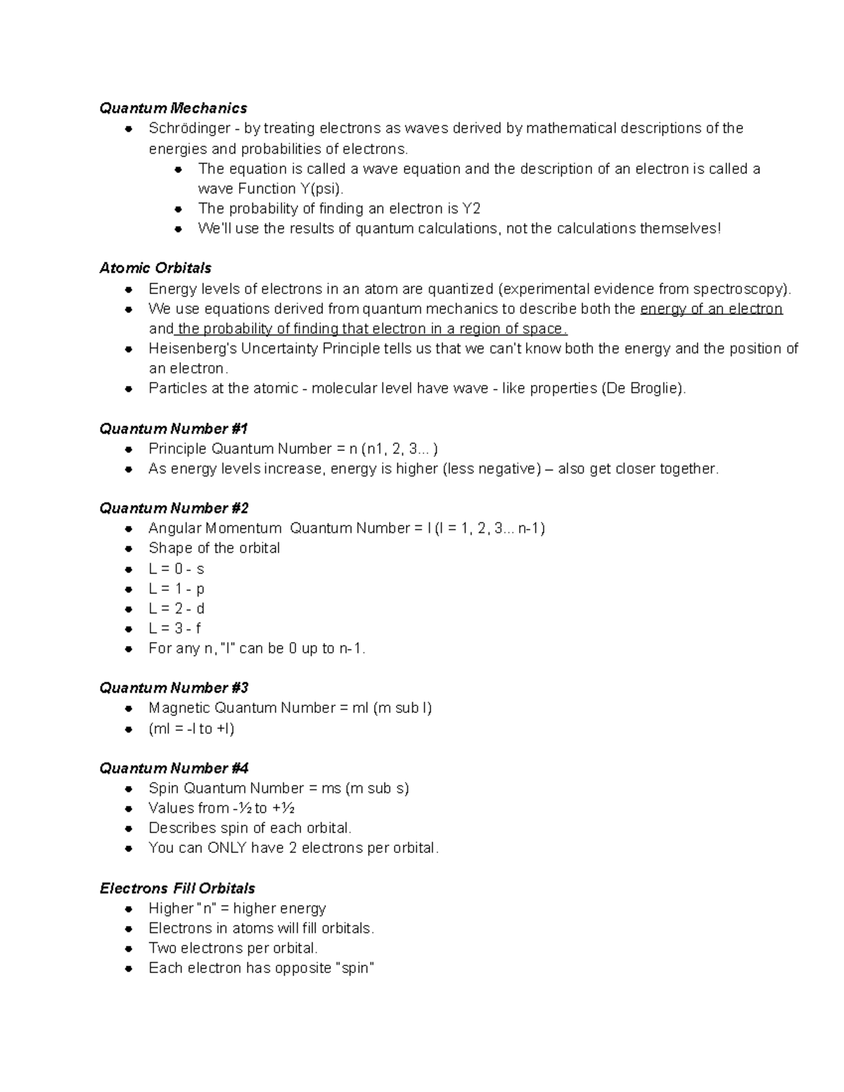Chemistry Exam 2 Notes - Quantum Mechanics & Bonding Theories - Studocu