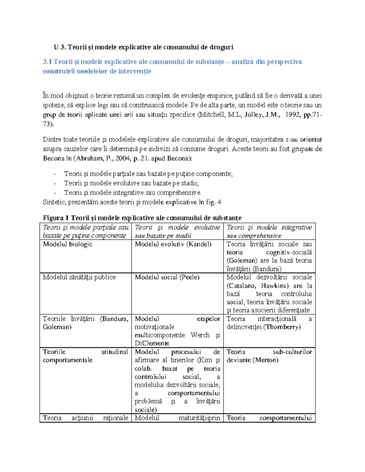 Teorii și Modele ale Consumului de Droguri în Capitolul 3 - Radoi M ...