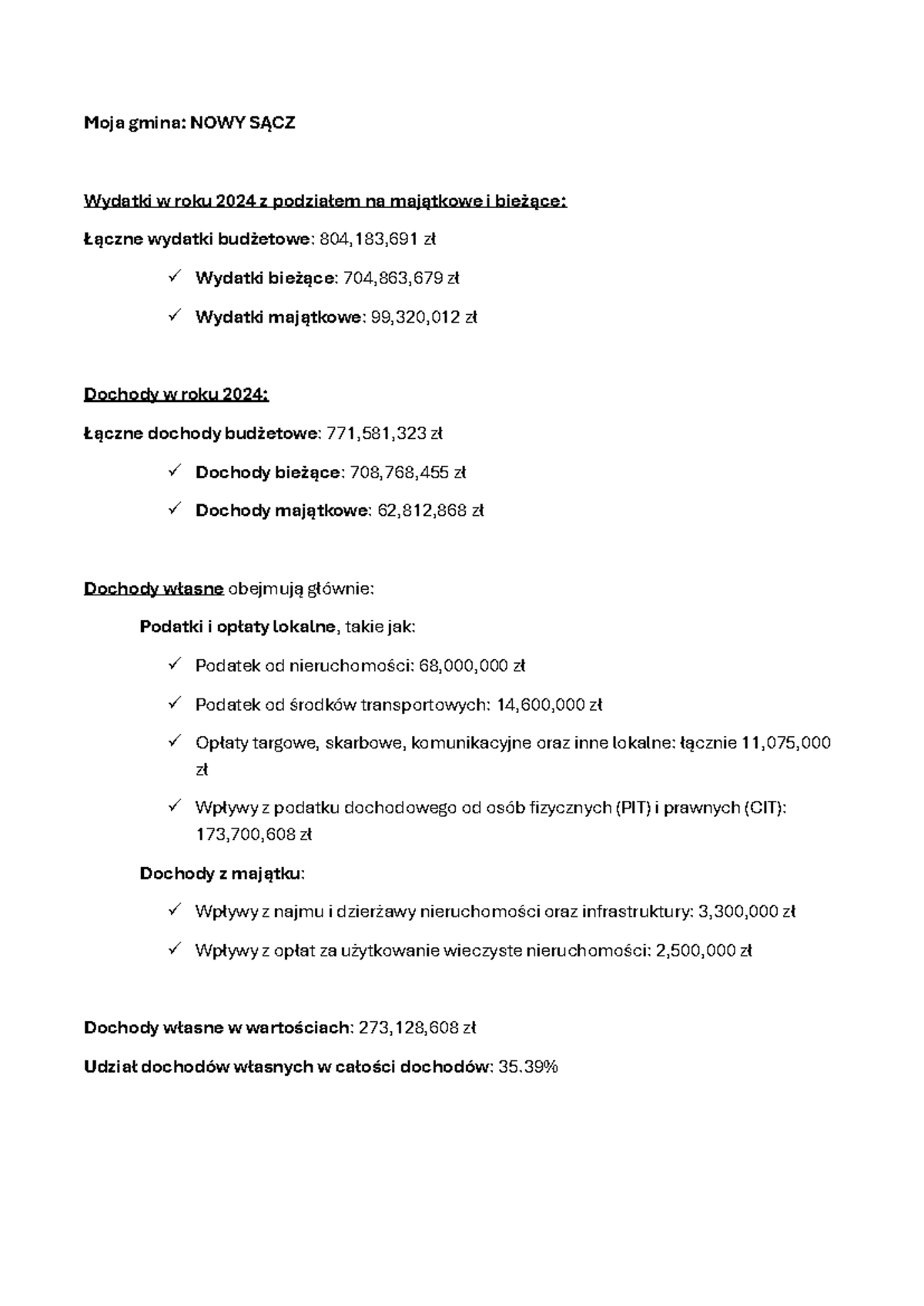 Ekonomia krotkie - Wydatki gminy w roku 2024 z podziałem na majątkowe i ...