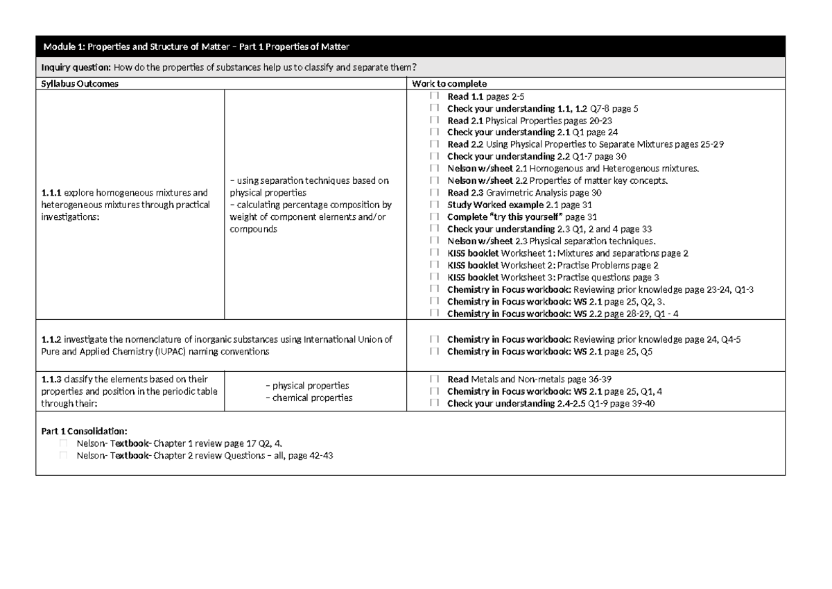 Module 1: Properties & Structure of Matter Study Guide 2024 - Studocu