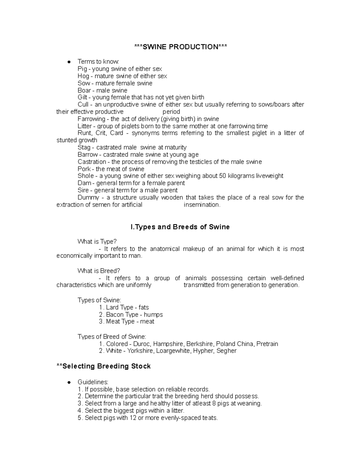 Animal Science AS 101: Comprehensive Swine Production Guide - Studocu