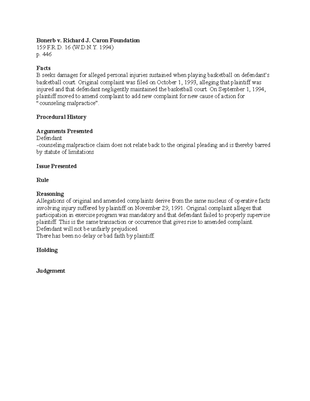 Bonerb v. Richard J. Caron Foundation: Court Case Analysis and Ruling ...