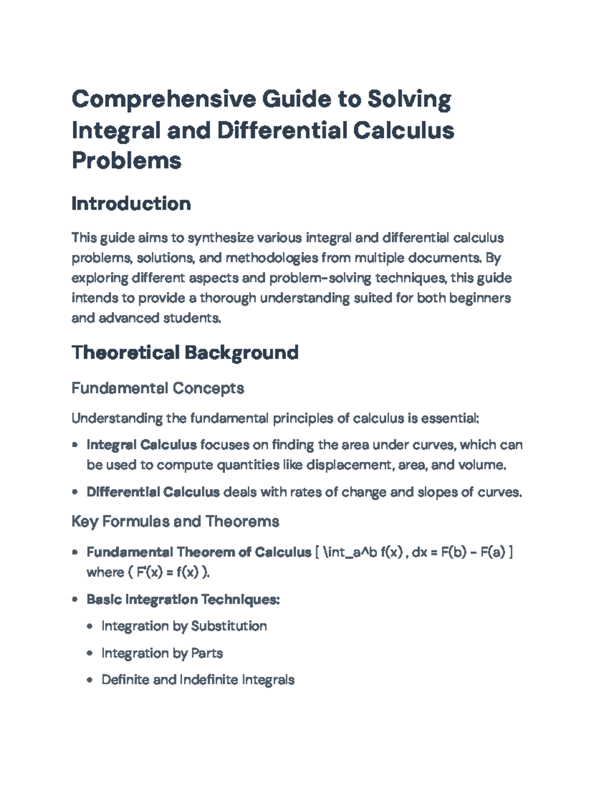 Enhanced Guide to Integral & Differential Calculus Problems (MAT101 ...