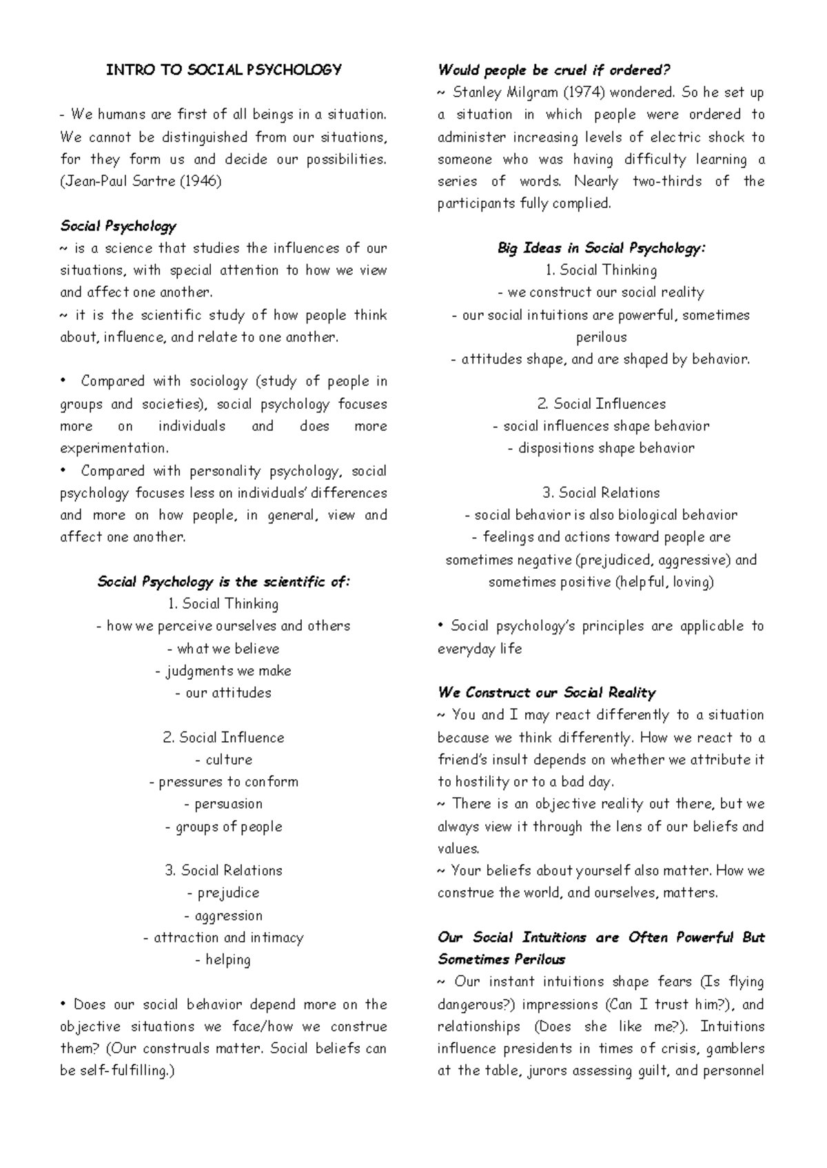 SOC PSY 101: Key Concepts in Social Psychology Review - Studocu