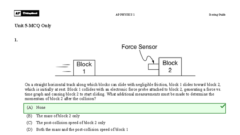 AP PHYSICS 1 Collision Dynamics Scoring Guide - Studocu