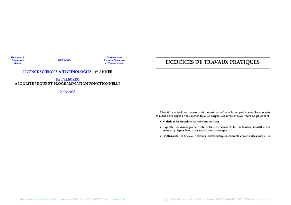 I21 - TP et TD en Algorithmique et Programmation Fonctionnelle - Studocu