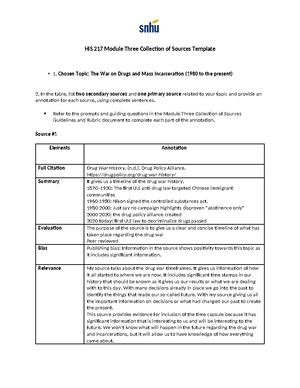 HIS 217 Module 3 Source Collection: War on Drugs & Mass Incarceration ...