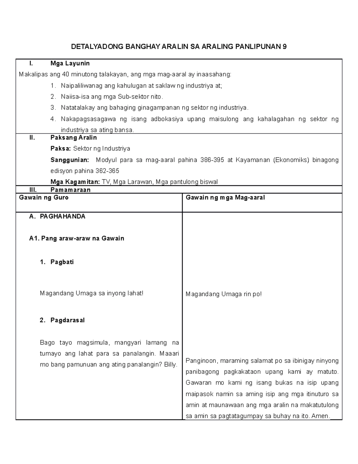 Lesson Plan Parabula Ang mensahe ng butil ng kape - Banghay Aralin sa ...