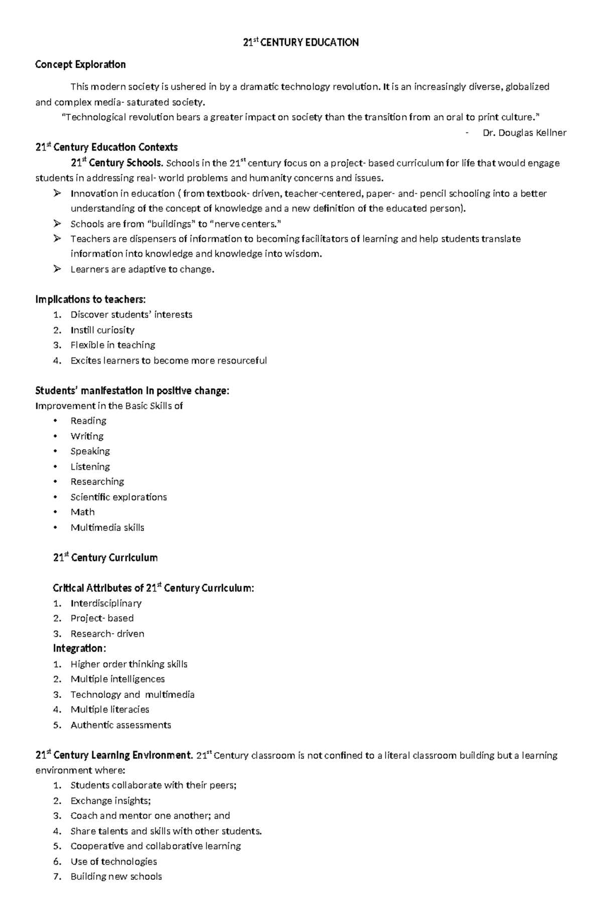 21st CENTURY EDUCATION: Concept Exploration & Literacies Module 1 - Studocu