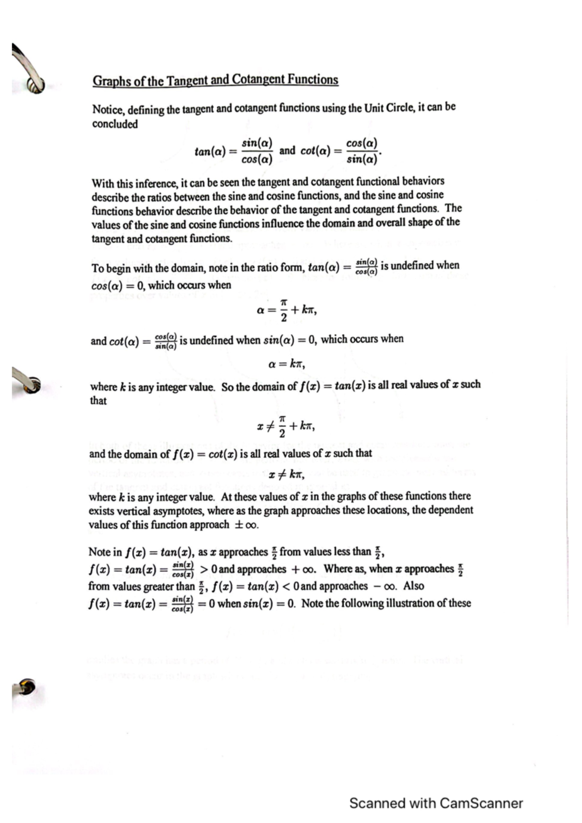 Man 132 Graphs of the Tangent - Graphs of the Tangent and Cotangent ...