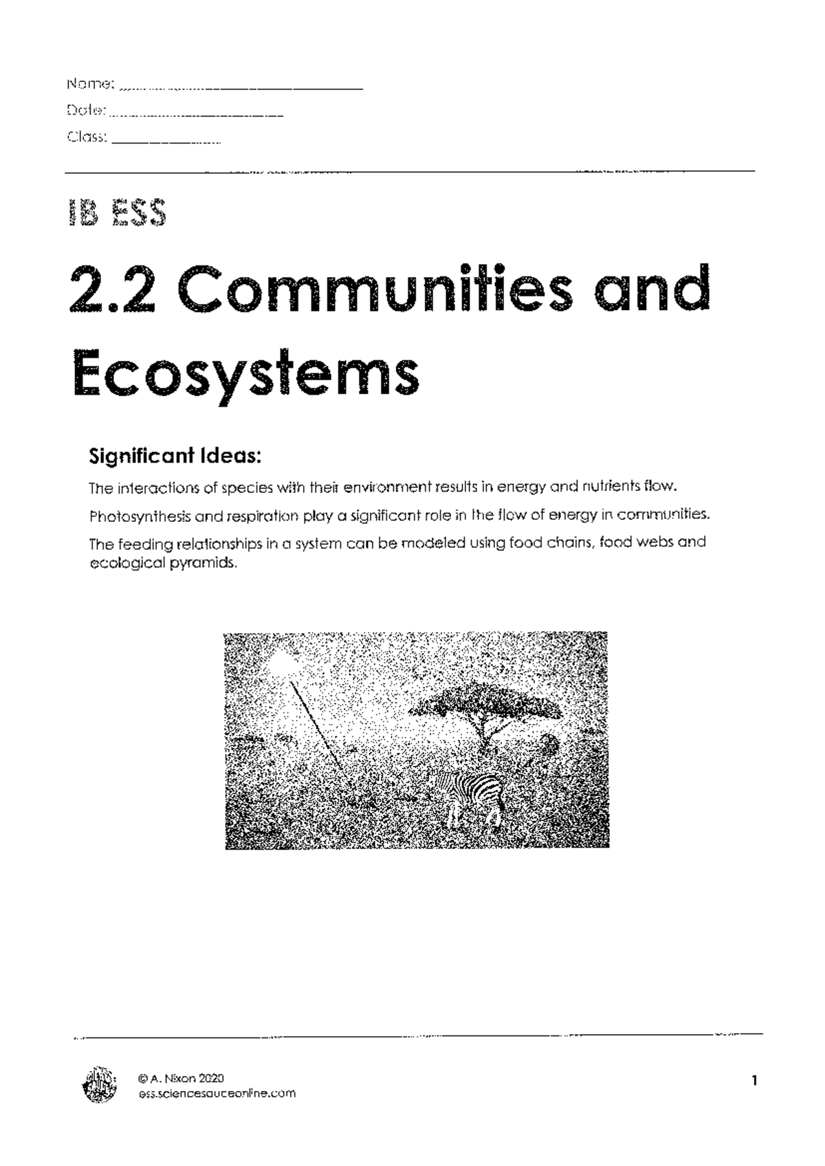 IB ESS 2.2 Communities & Ecosystems: Key Concepts & Practice Questions ...