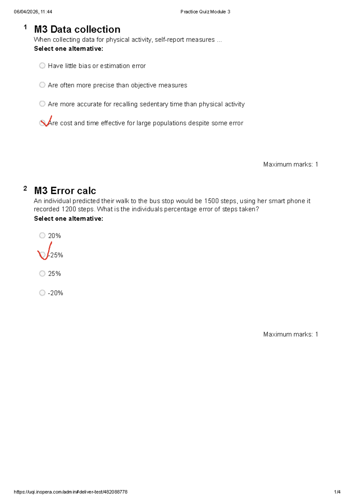 Quiz 3 Answers - Biology (Module 3: Data Collection & Analysis) - Studocu