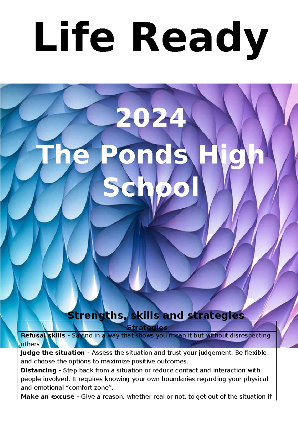 Life Ready Camp Booklet Year 11 2024 - Life Ready 2024 The Ponds High ...