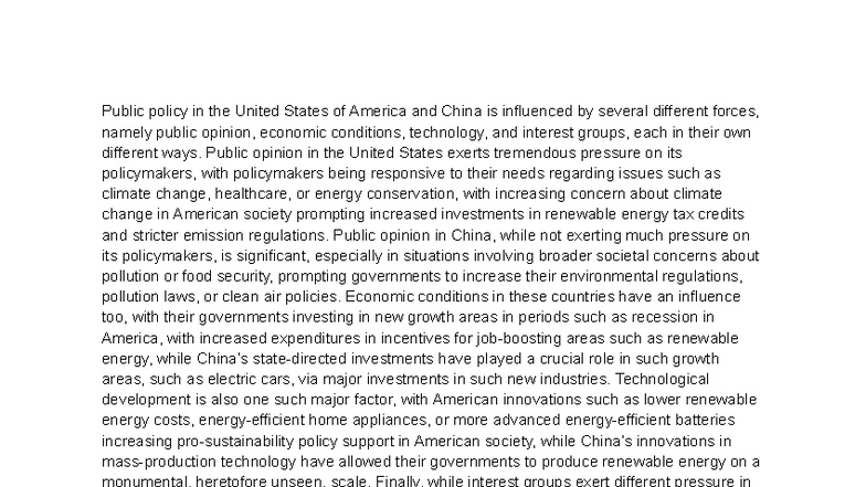 PP - Influences on Public Policy in the US & China: Activity Assignment ...